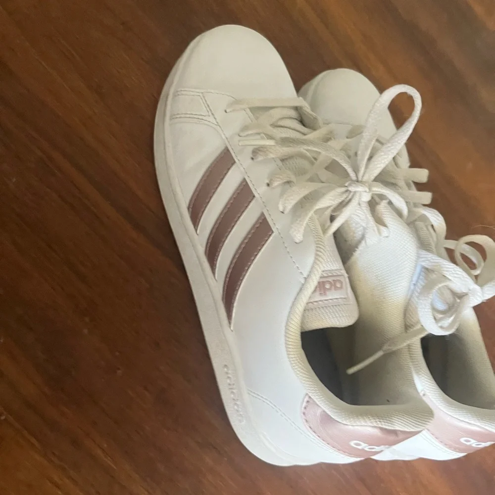 adidas | Shoes | Adidas White And Pink Striped Sneakers | Poshmark